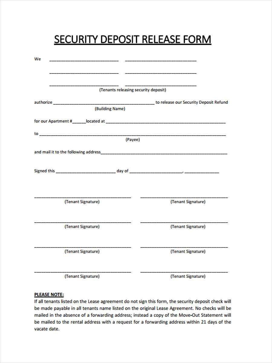 Security Deposit Return Form Template