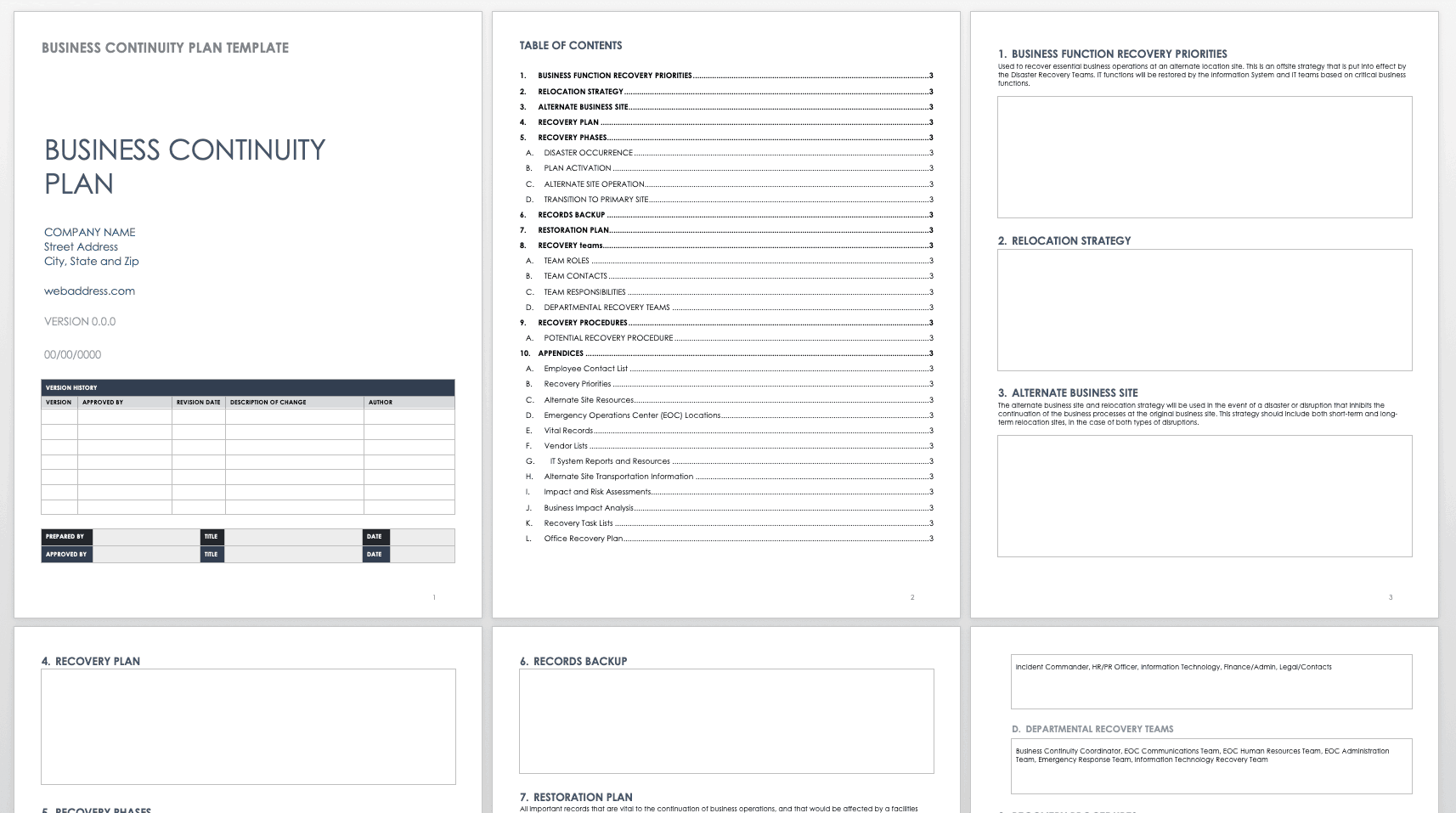 Business Continuity Plan Checklist Template