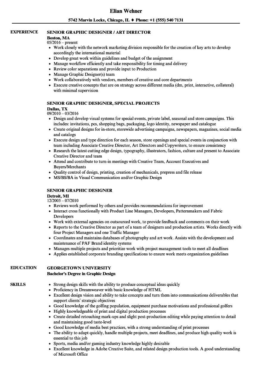 Senior Graphic Designer Job Description Template